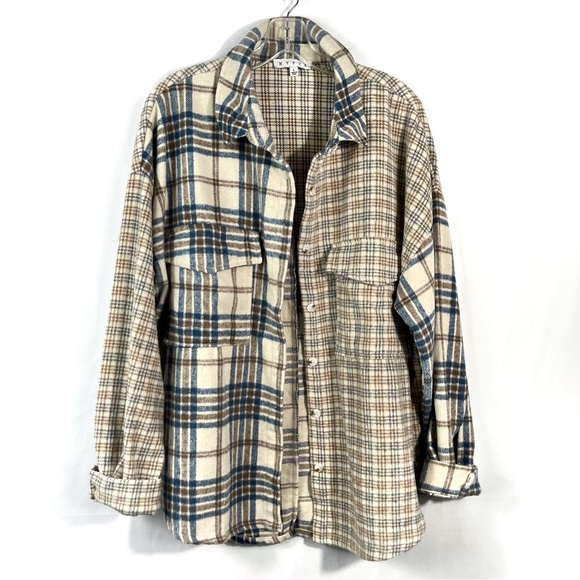 HYFVE | Jackets & Coats | Hyfve Cream Brown Plaid Plush Button Down ...
